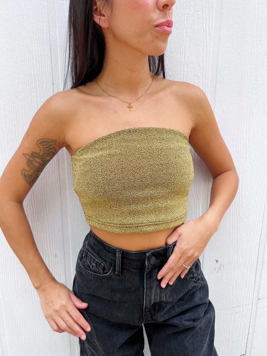 Gold Metallic Tube Top – Sweet Texas Treasures