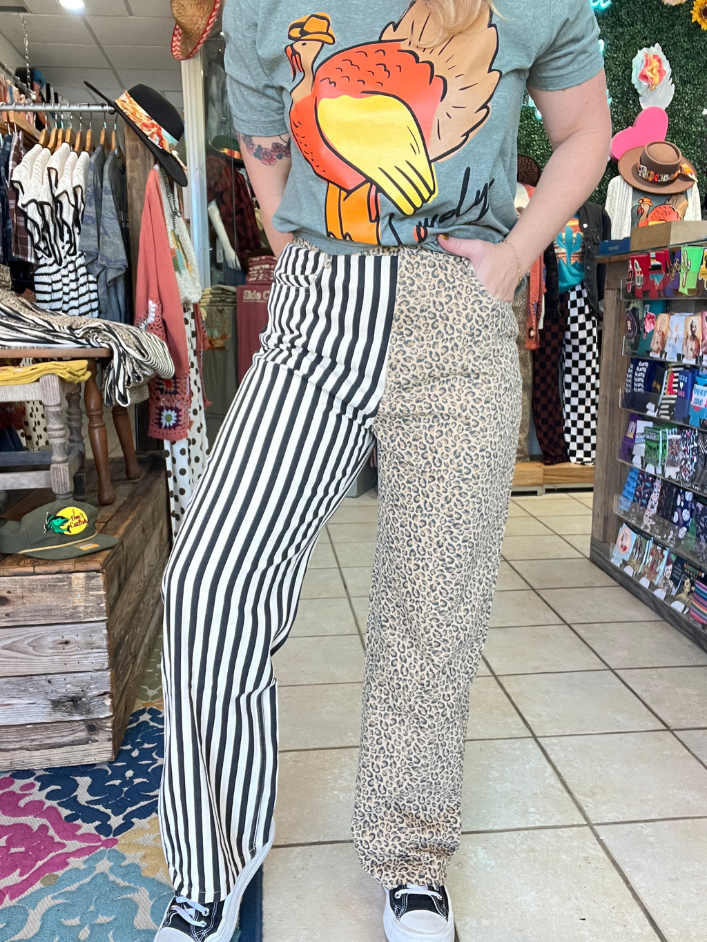 Fierce Fusion Jeans | Bold Split Leopard & Stripe Denim – Sweet Texas ...